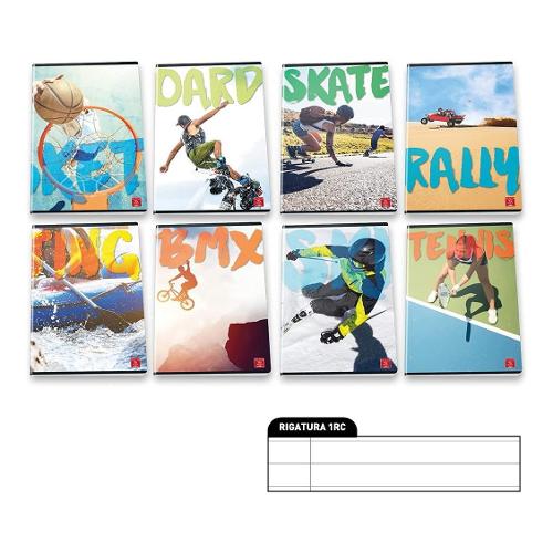 Quaderno righe 1RC (1 rigo con margine) A4 SPORT assortito 0232046 ...