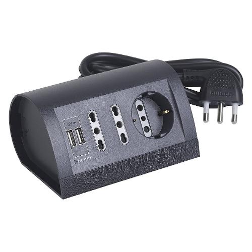 Multipresa tavolo 3P (+2 USB) 10/16A Antracite S3711GU | MondoTop.com
